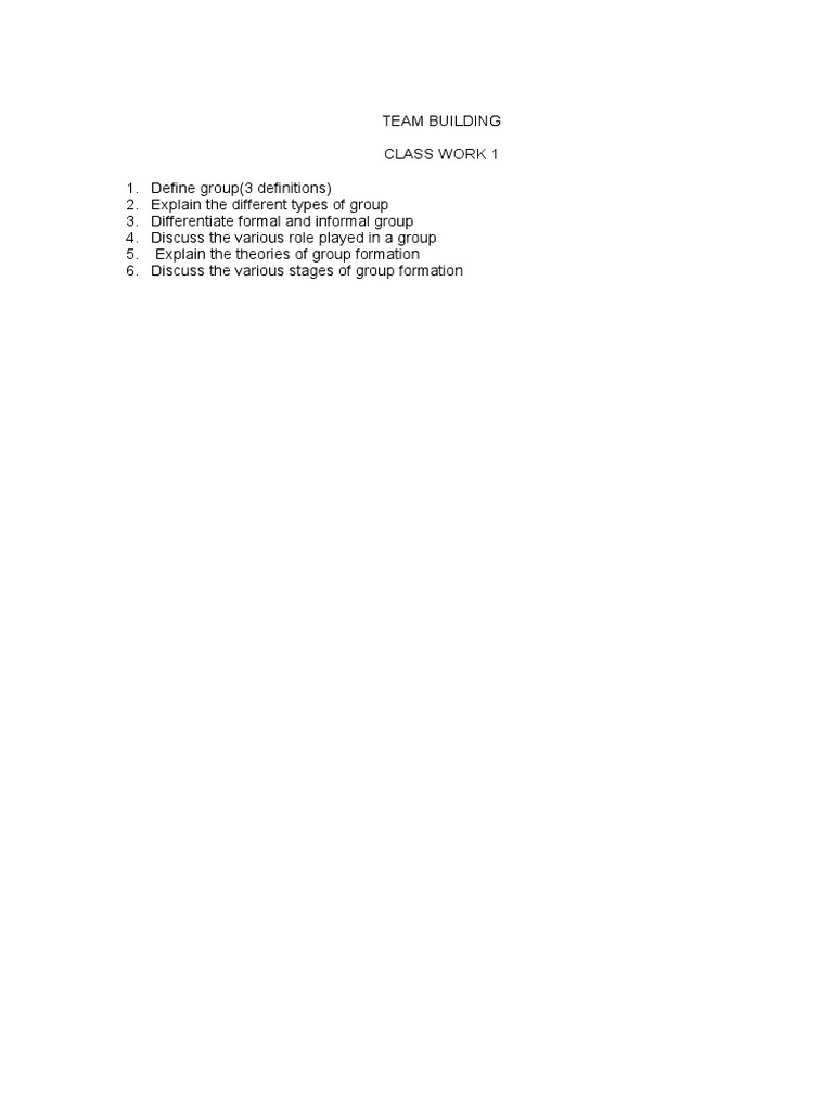 Team Building Assignment 1 | PDF