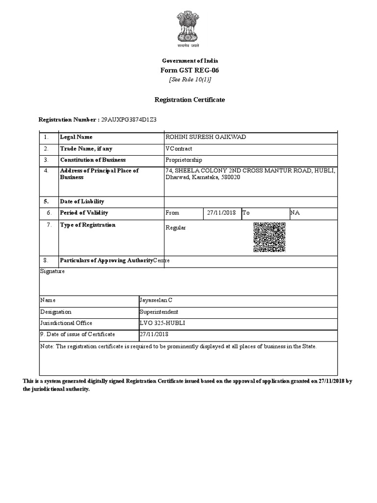 Form GST REG-06: (See Rule 10 (1) ) | PDF