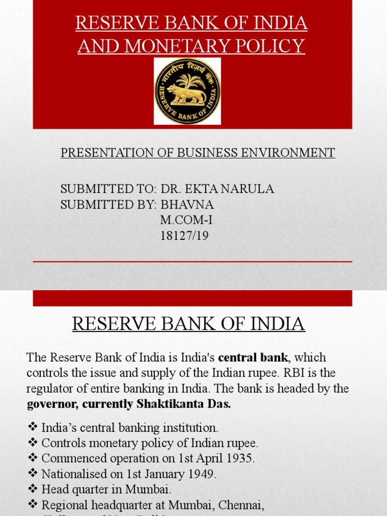 Monetary Policy Presentation | PDF | Reserve Bank Of India | Monetary ...