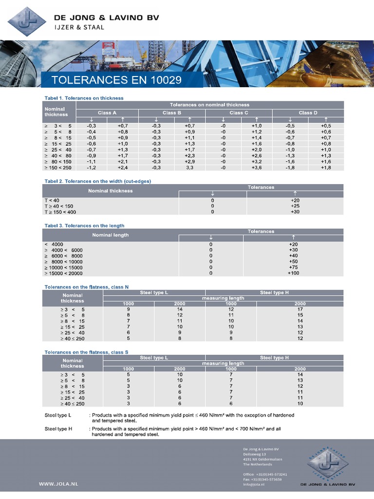Tolerances Steel plate-EN-10029 | PDF
