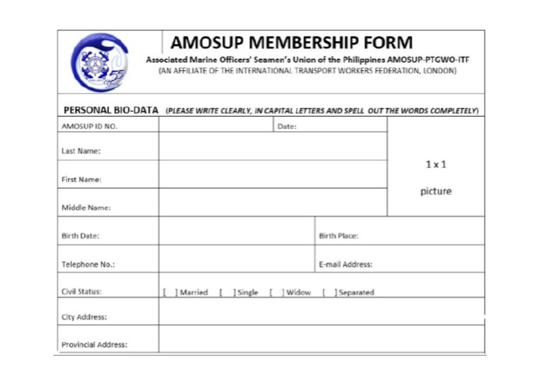 Amosup Member Form | PDF