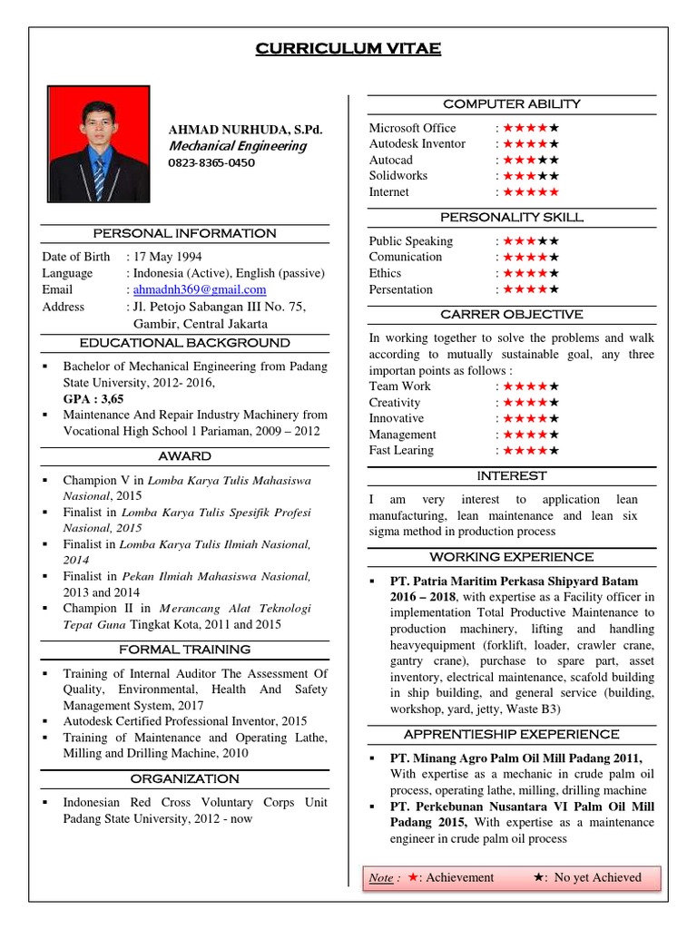 Mechanical Engineering: Curriculum Vitae | PDF | Business