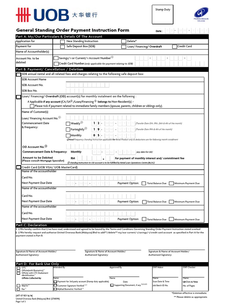 General Standing Instruction Order Payment PDF | PDF | Transaction ...