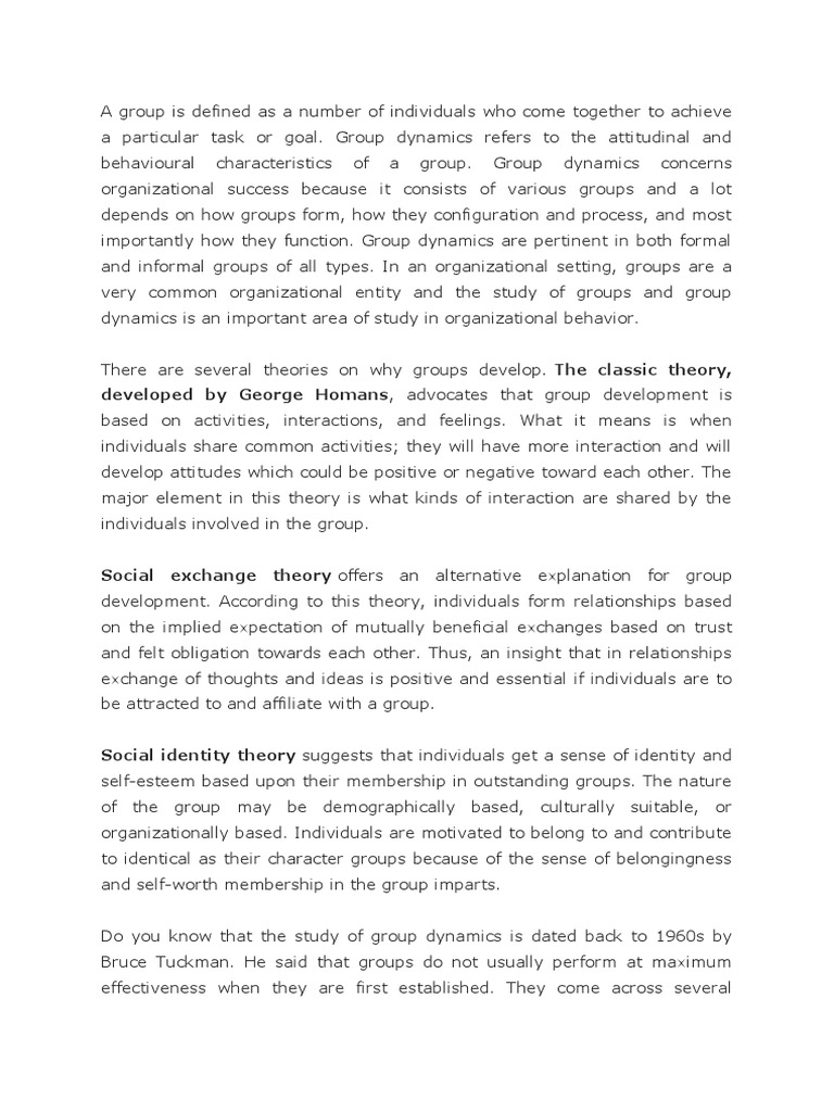Developed by George Homans, Advocates That Group Development Is | PDF ...