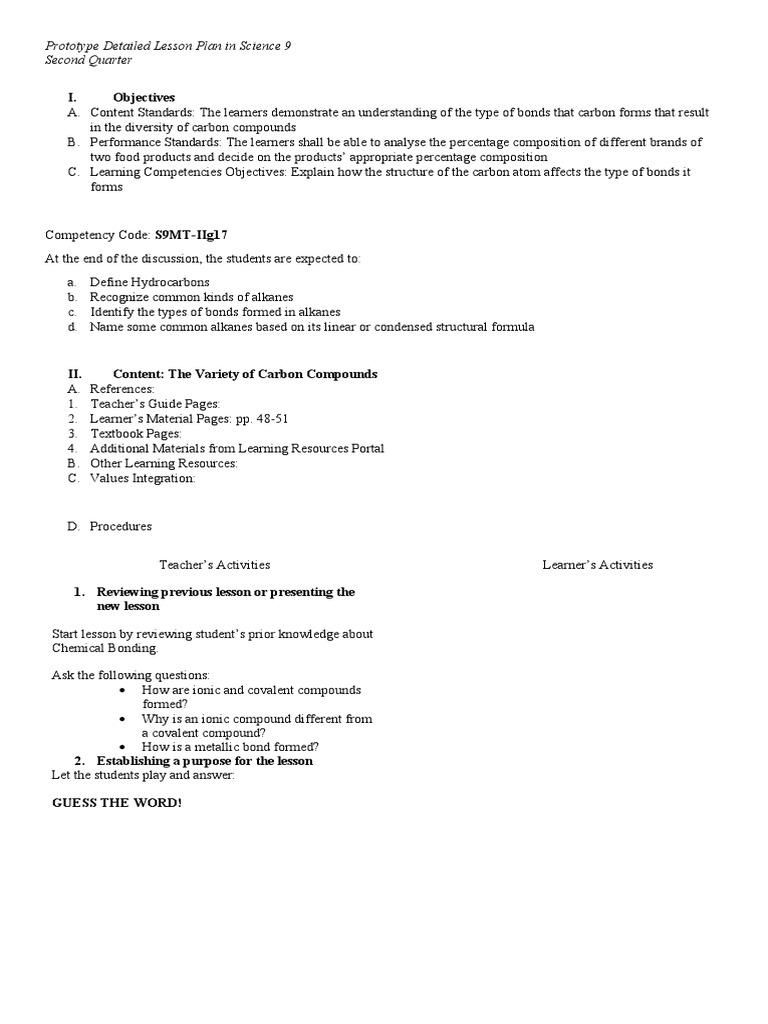 2prototype Detailed Lesson Plan in Science 9 2 | PDF | Propane ...
