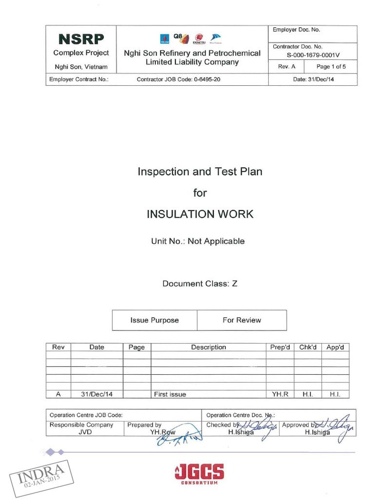 S-000-1679-0001V Itp For Insulation PDF | PDF | Building Insulation | General Contractor