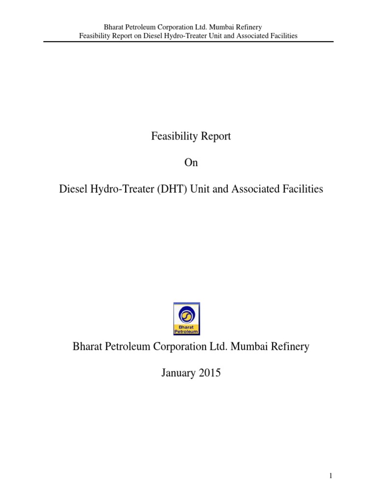 Feasibility Report On Diesel Hydro-Treater (DHT) Unit and Associated ...