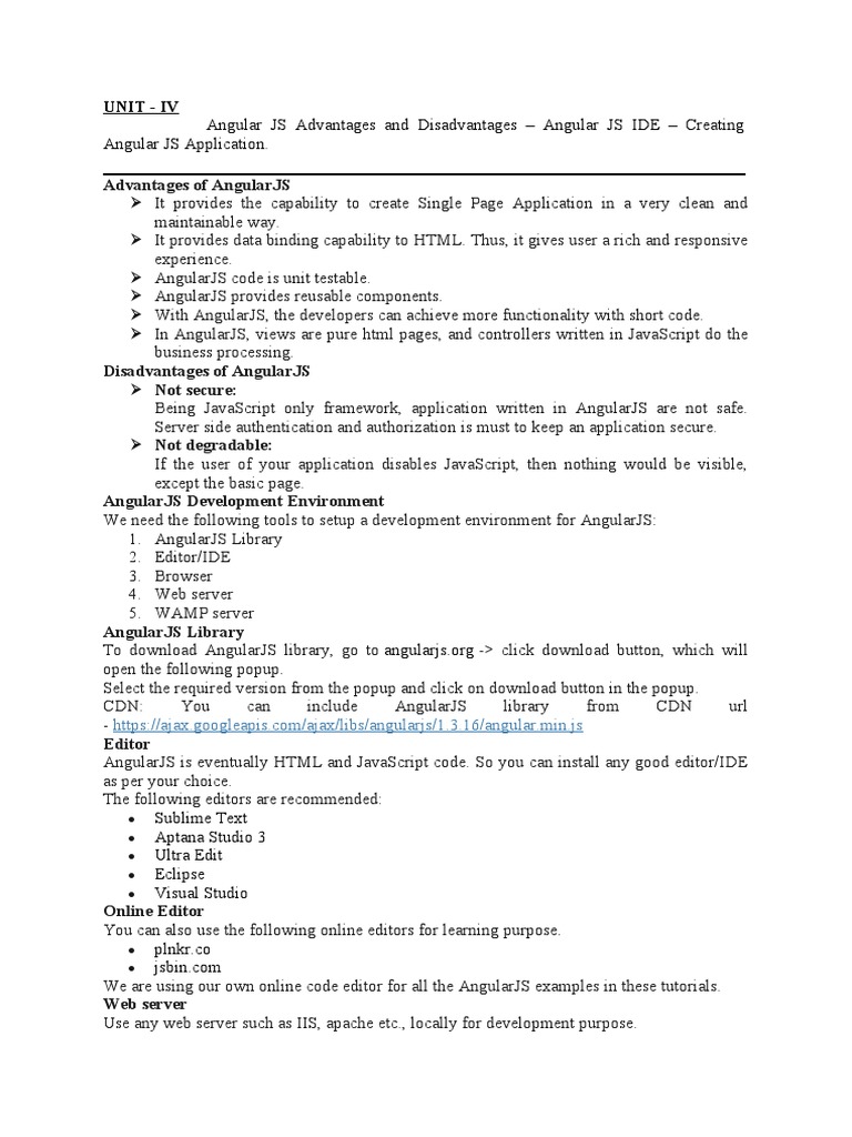Advantages of Angularjs | PDF | Angular Js | Html