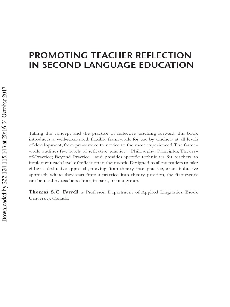 Farrell - Promoting Teacher Reflection in Second Language Education ...