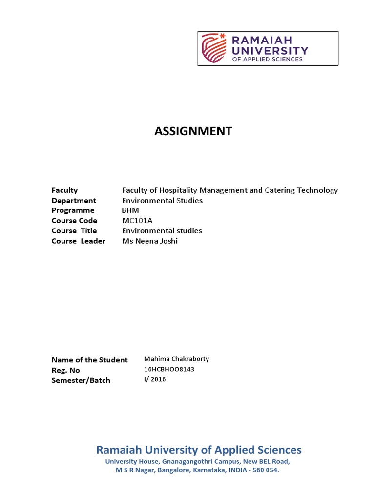 Assignment: Ramaiah University of Applied Sciences | PDF