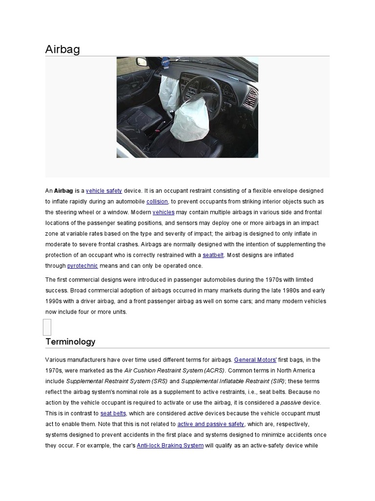 Air Bag | PDF | Airbag | Seat Belt