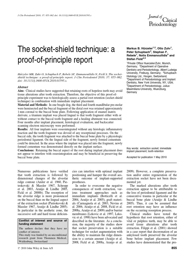 Tecnica Socket Shields | PDF | Periodontology | Dental Implant