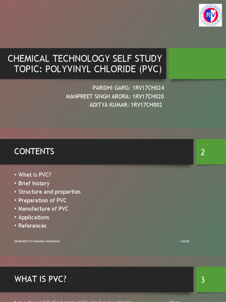 Chemical Technology Self Study Topic: Polyvinyl Chloride (PVC) | PDF | Polyvinyl Chloride ...
