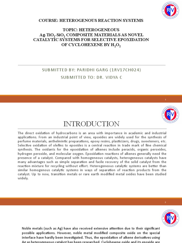 Course: Heterogenous Reaction Systems Topic: Heterogeneous Ag-Tio - Sio ...