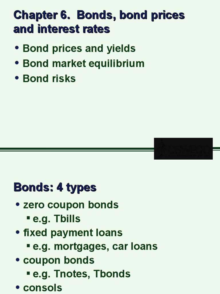 Chapter 6. Bonds, Bond Prices and Interest Rates Chapter 6. Bonds, Bond ...
