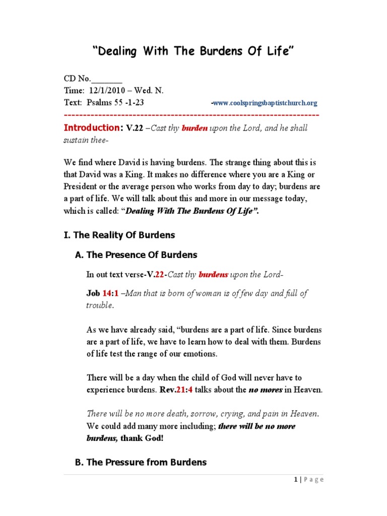Dealing With The Burdens of Life | Download Free PDF | David | Psalms