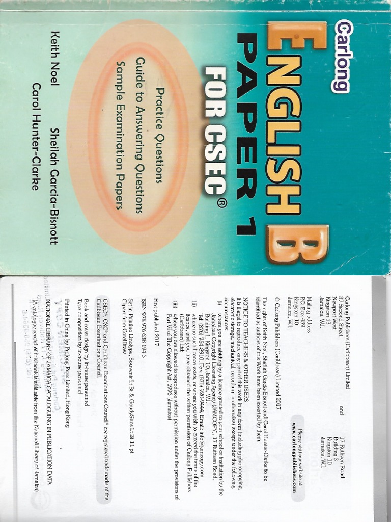Carlong English B Paper 1 For CSEC | PDF
