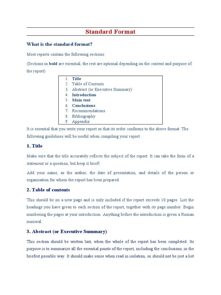 Standard Report Format Guide | PDF | Opinion | Abstract (Summary)