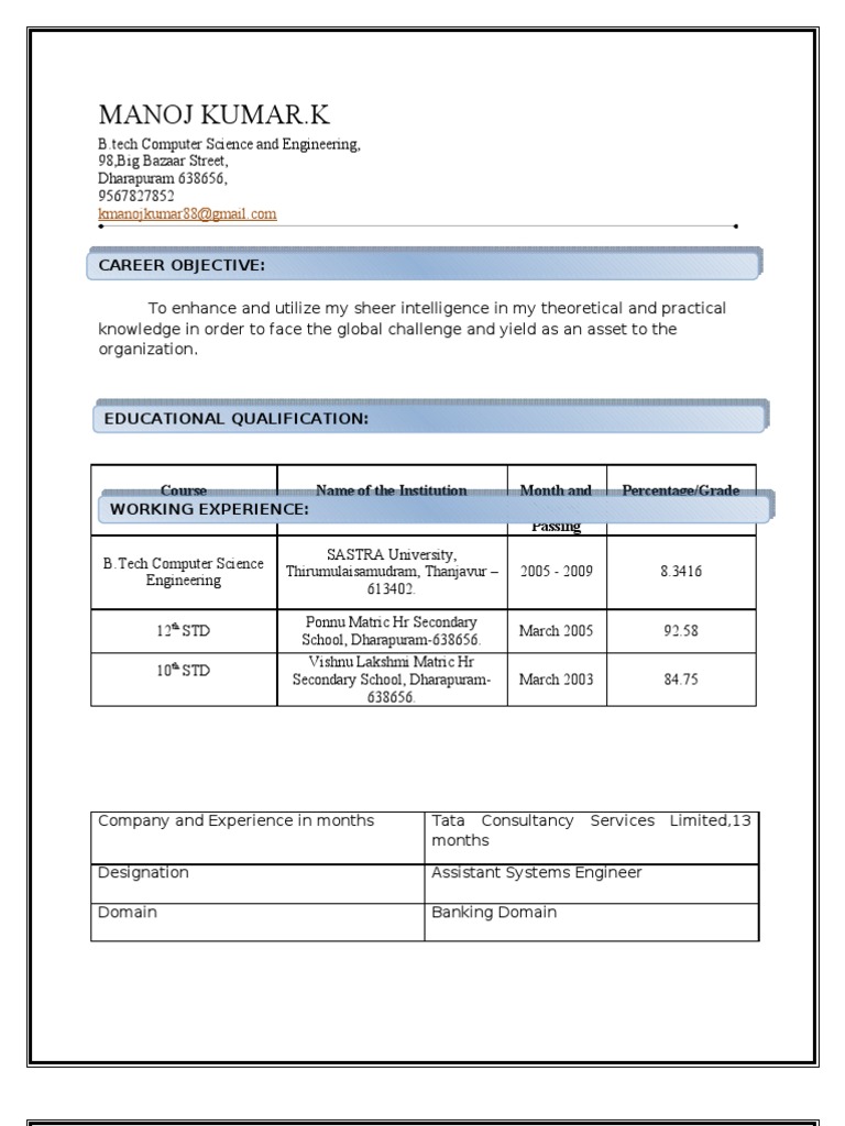 New Resume of Manoj | PDF | Oracle Database | World Wide Web