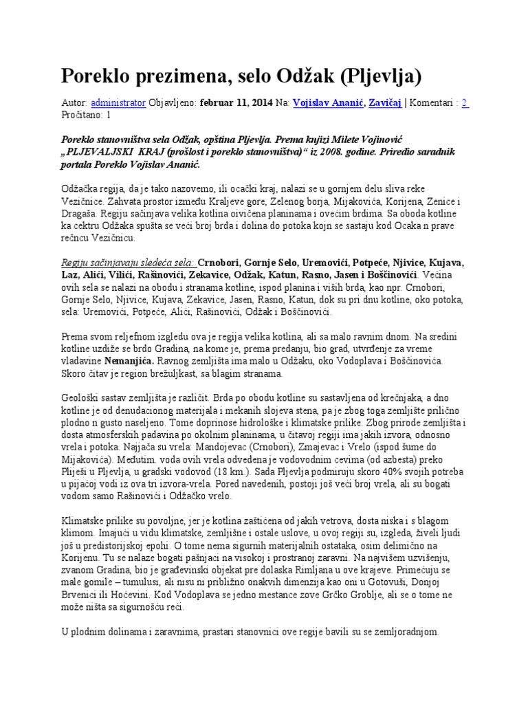 Poreklo Prezimena | PDF