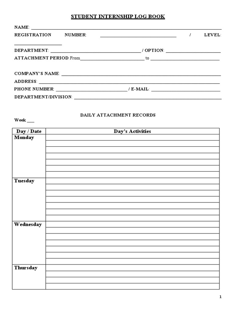 Student Internship Log Book | PDF