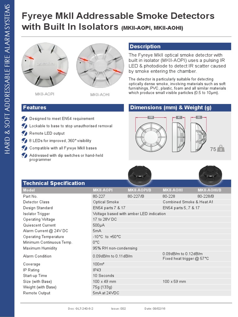 Fyreye Mkii Addressable Smoke Detectors With Built in Isolators | PDF ...