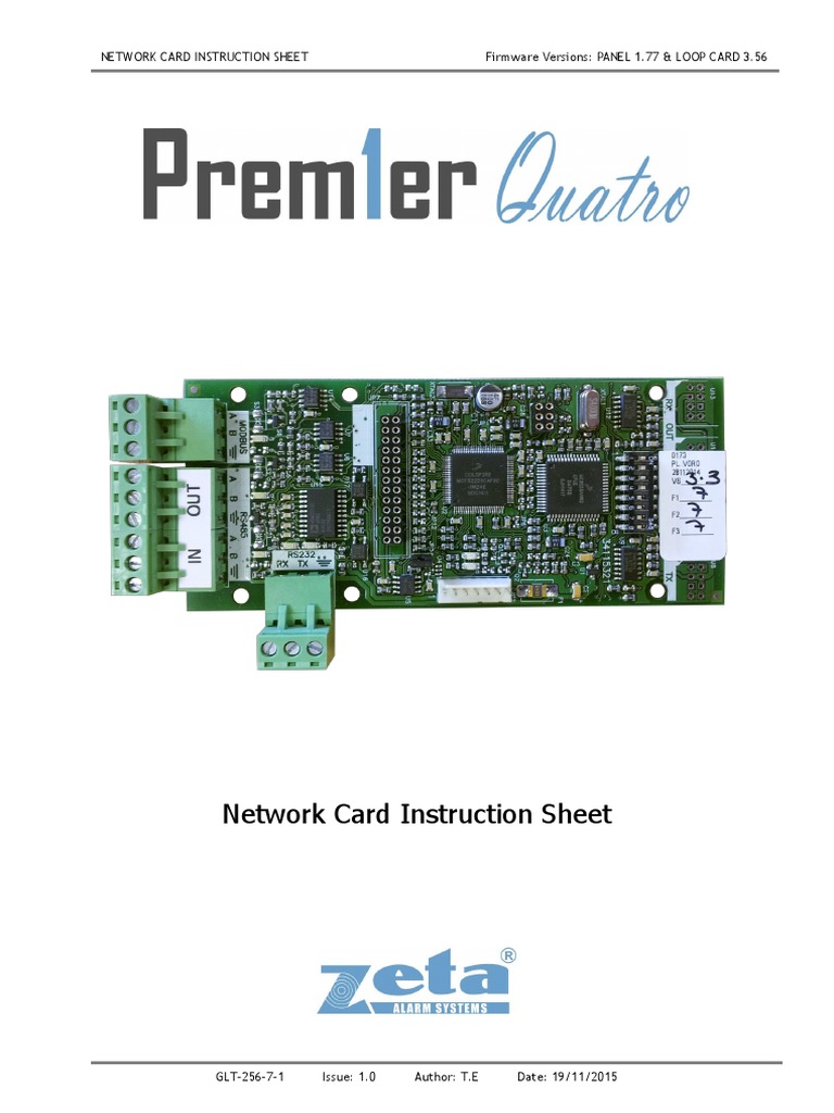 Installation and Configuration Instructions for Network Cards in Quatro ...