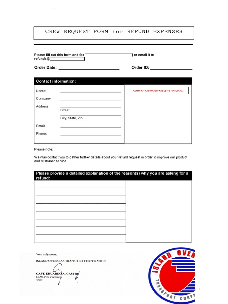 Refund - Request Form | PDF