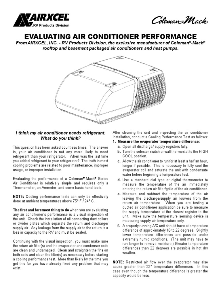 Evaluating - Ac - Performance Coleman Mach | PDF | Air Conditioning ...