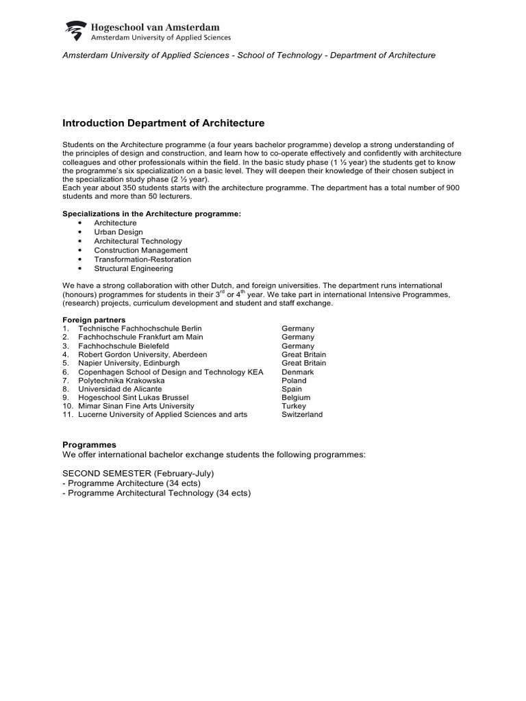 Introduction Department of Architecture | PDF | Bachelor's Degree | Design