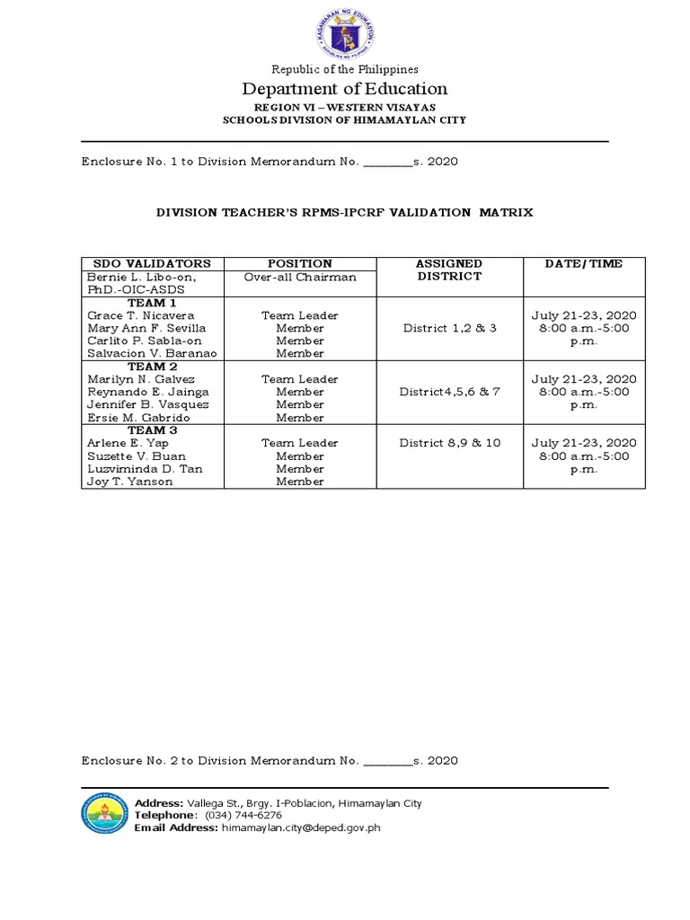 Templates For The 2019 Ipcrf Validation | PDF | Career & Growth ...