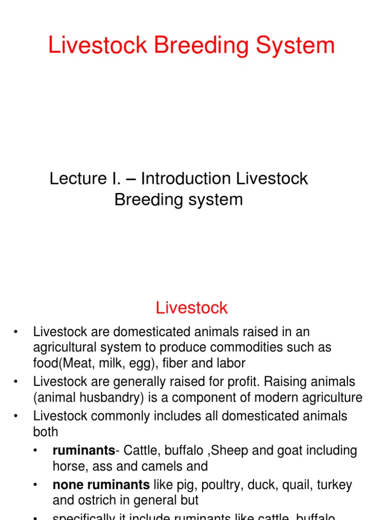 Lecture-I. Introduction - Livestock Breeding System | PDF | Selective ...