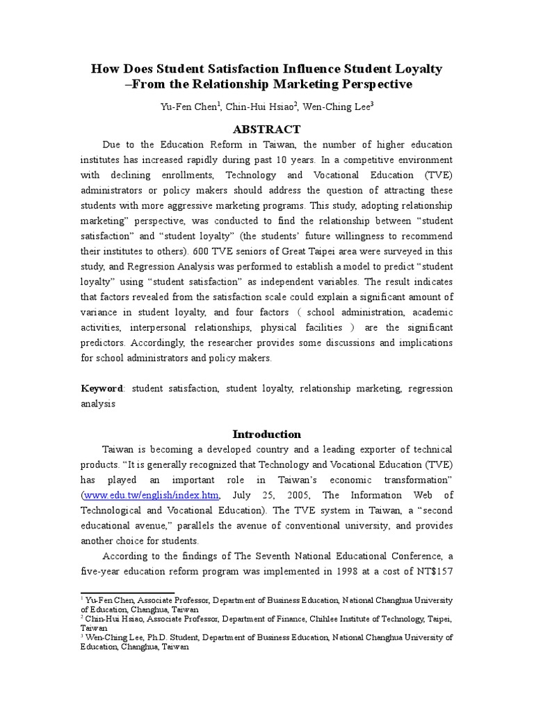 How Does Student Satisfaction Influence Student Loyalty - From The ...