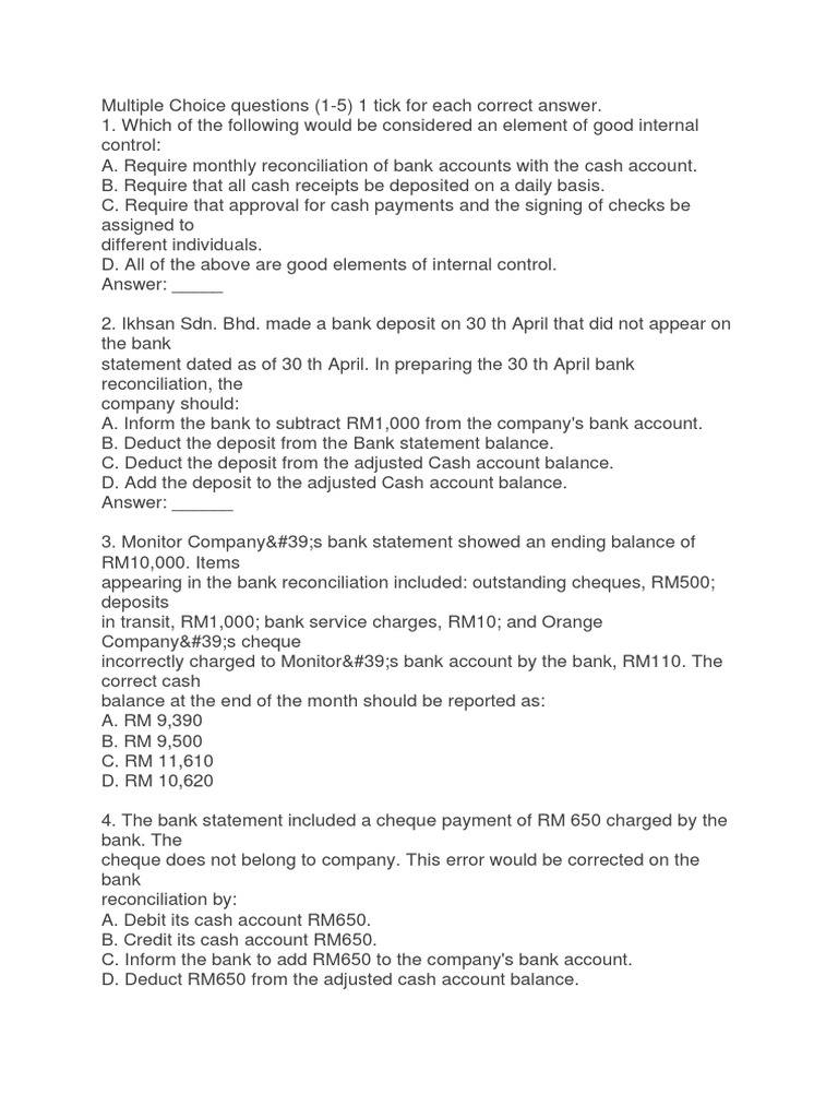 Multiple Choice Questions (1-5) 1 Tick For Each Correct Answer PDF ...