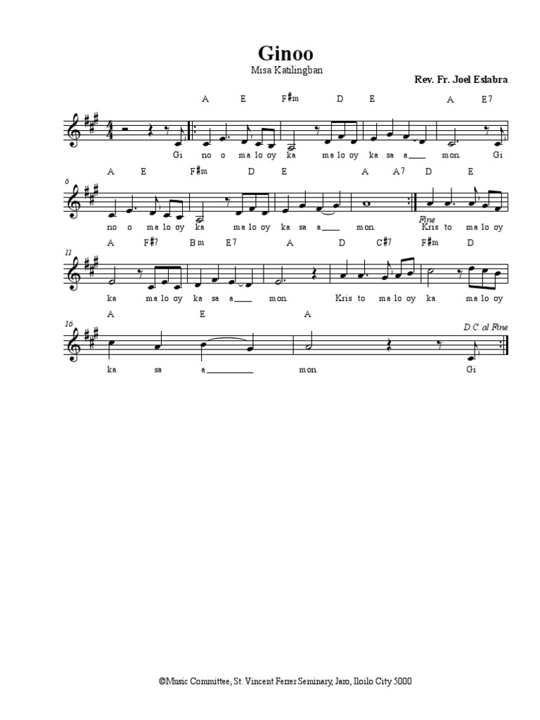 Ginoo Maluoy Ka - Misa Katilingban | PDF