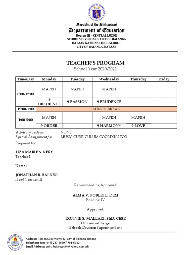 Teachers Program Word 2020 PDF | PDF