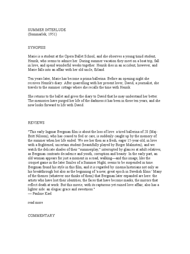 Summer Interlude | PDF
