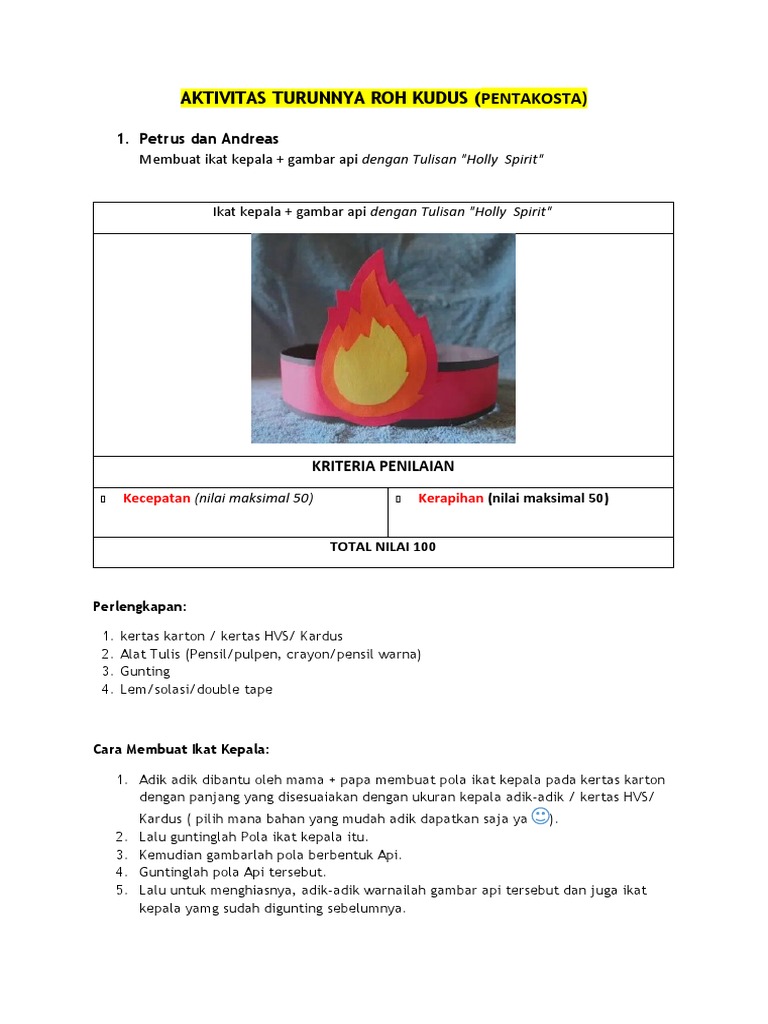 Aktivitas Turunnya Roh Kudus | PDF