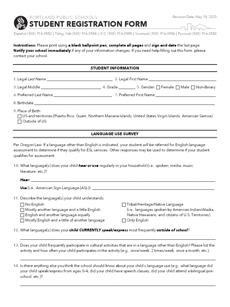 Student Registration Form ENG Rev May 18 2020 | PDF | Race And ...