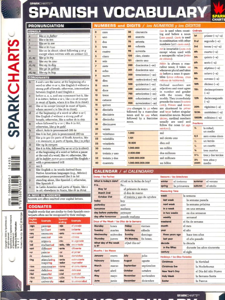 Spanish Vocabulary | PDF