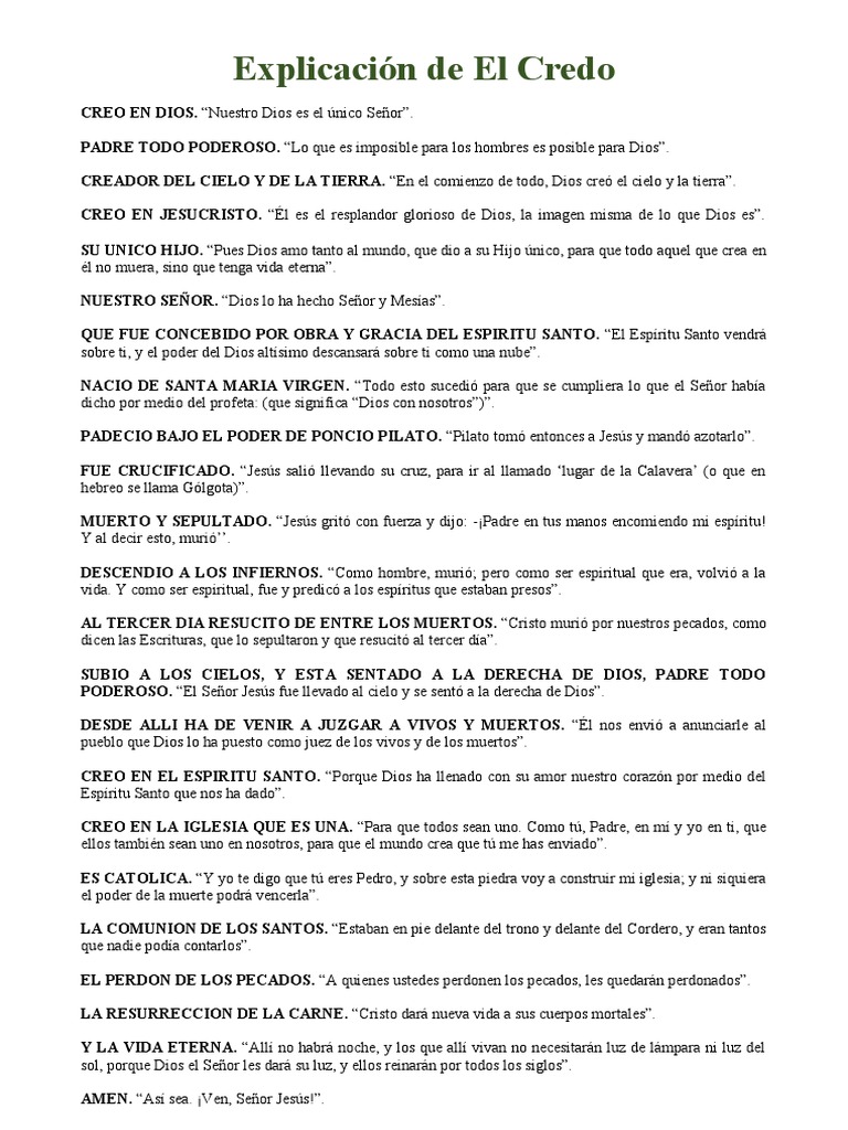 Explicación de El Credo.docx | PDF | espíritu Santo | Jesús