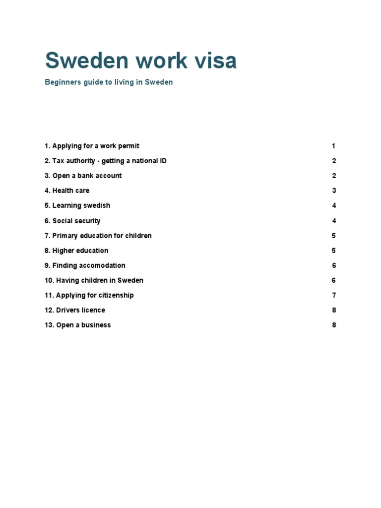 Sweden Work Visa: Beginners Guide To Living in Sweden | PDF | Driver's ...