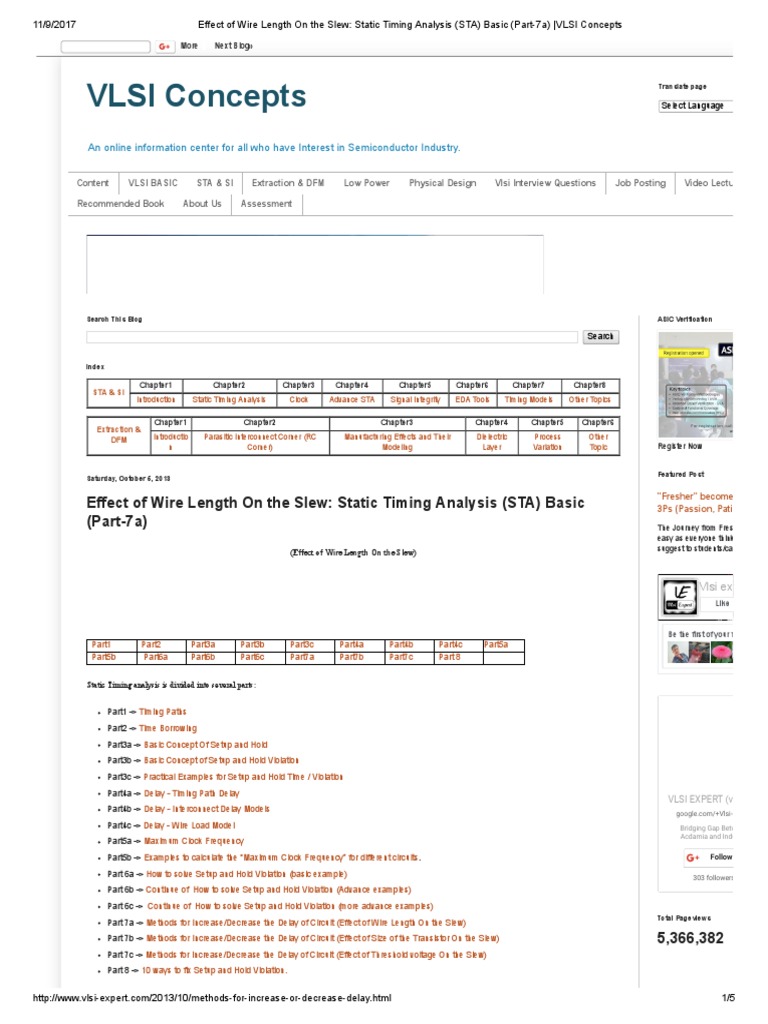 Effect of Wire Length On The Slew - Static Timing Analysis (STA) Basic ...