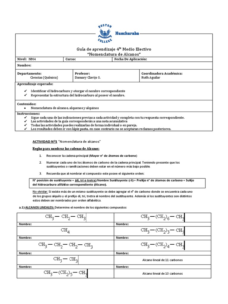 Guia de Alcanos | PDF | Alcano | Hidrocarburos