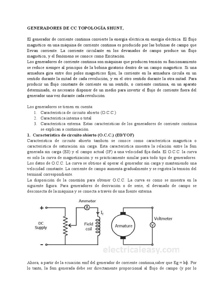 Generadores de CC Topología Shunt | PDF | Generador eléctrico ...