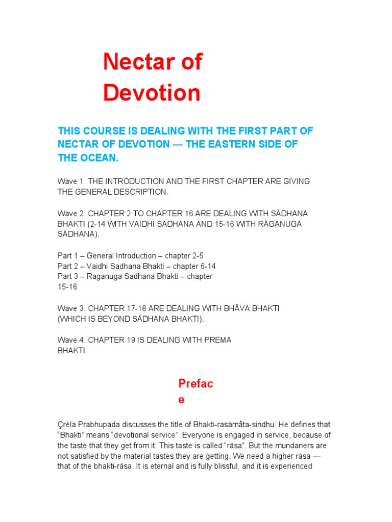 Nectar of Devotion Course Outline | PDF | Bhakti | Bhagavata Purana