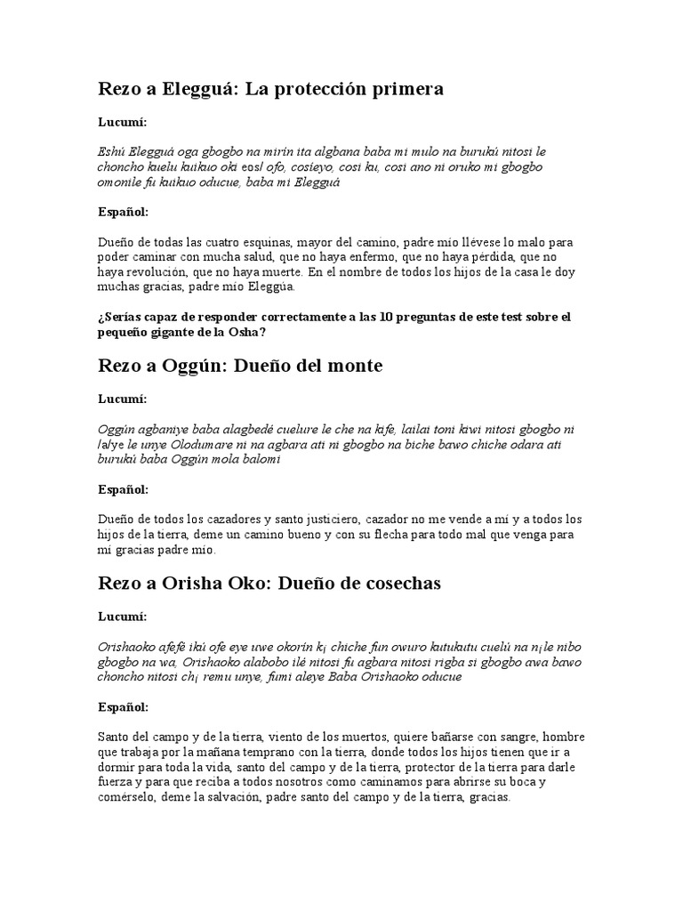 Rezos | PDF | Santeria | Religión étnica