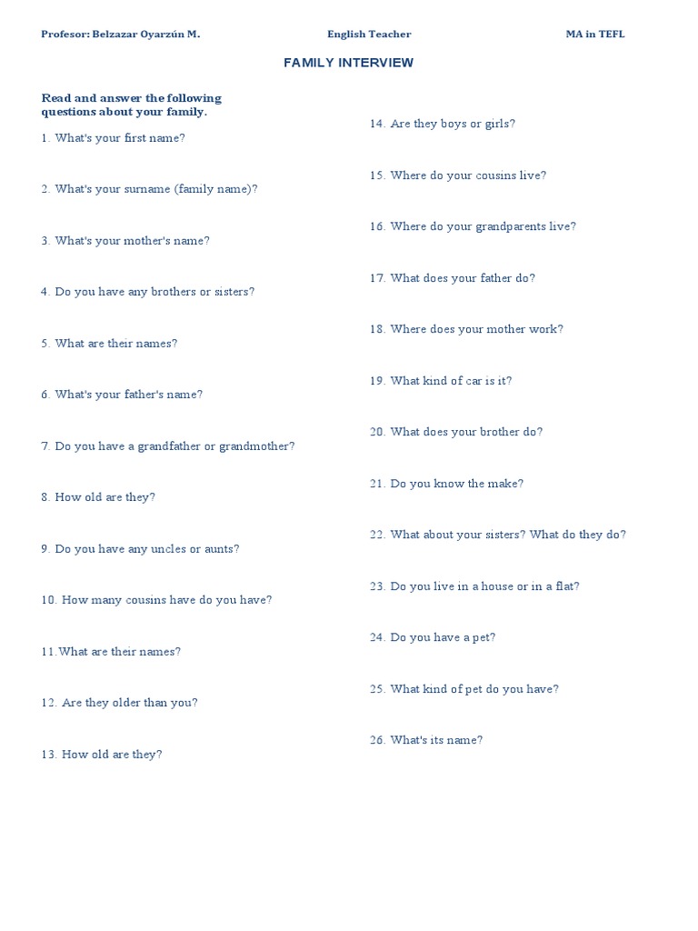 Family Interview | PDF