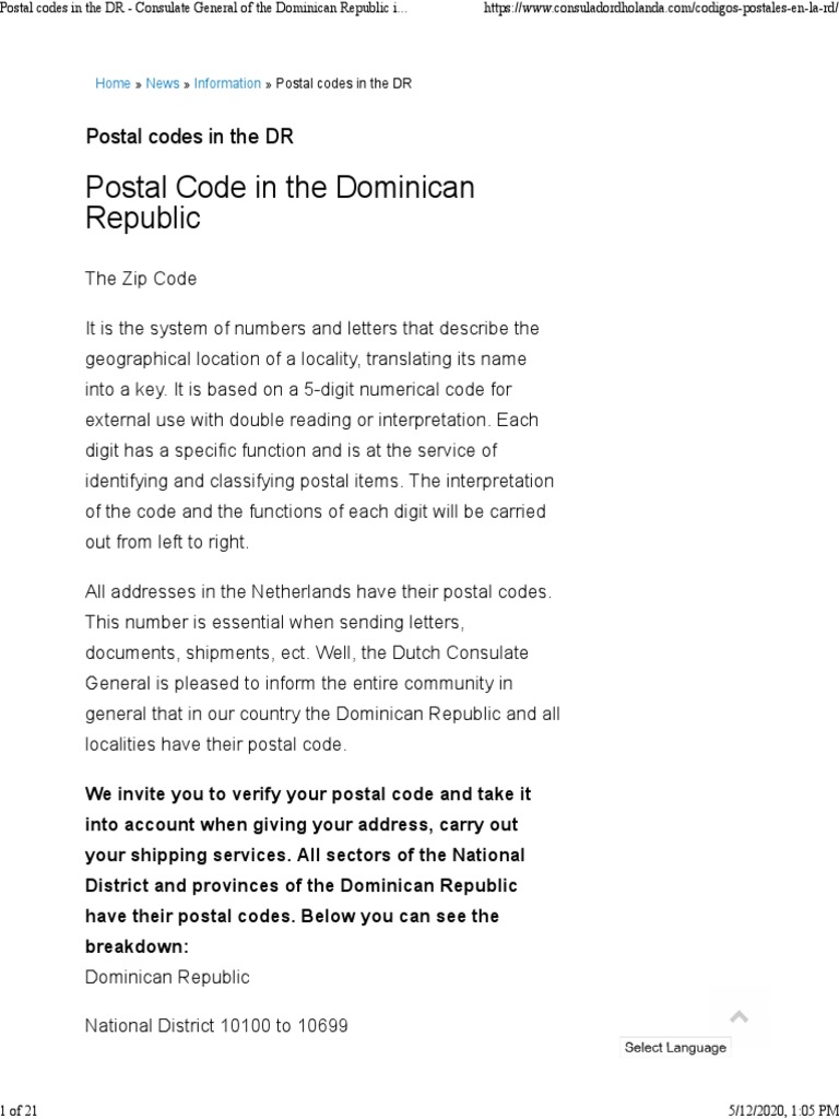 Postal Code in The Dominican Republic | PDF | Zip Code | Dominican Republic