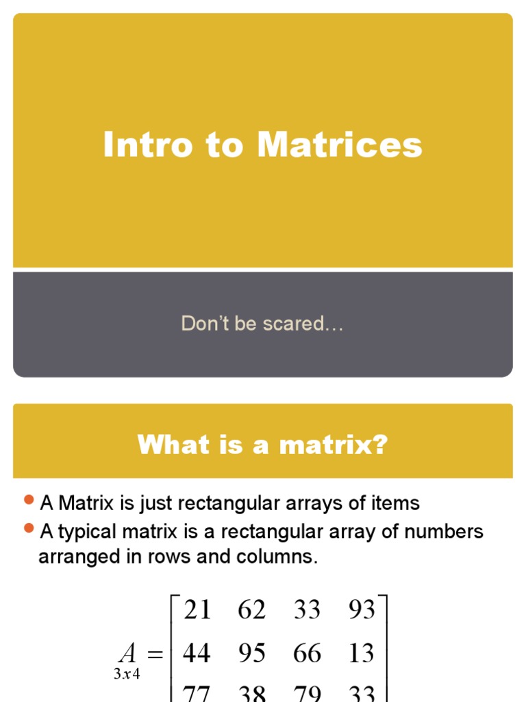 Intro To Matrices: Don't Be Scared | PDF | Field (Mathematics) | Matrix ...